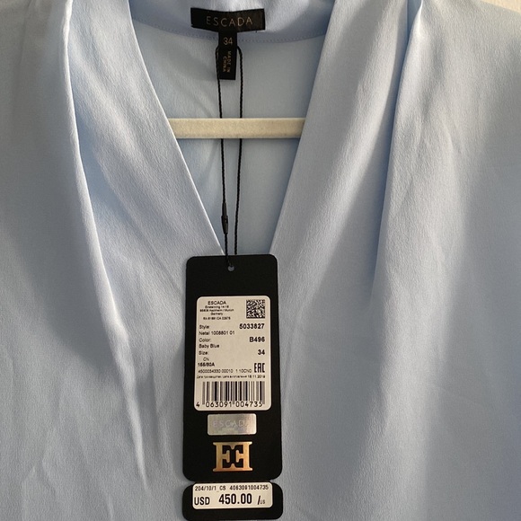 Escada | Tops | Escada Light Blue Silk Top | Poshmark